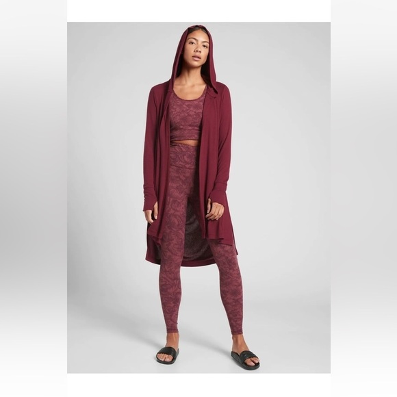 Athleta | Sweaters | Athleta Burgundy Maroon Harmony Wrap Size Small ...